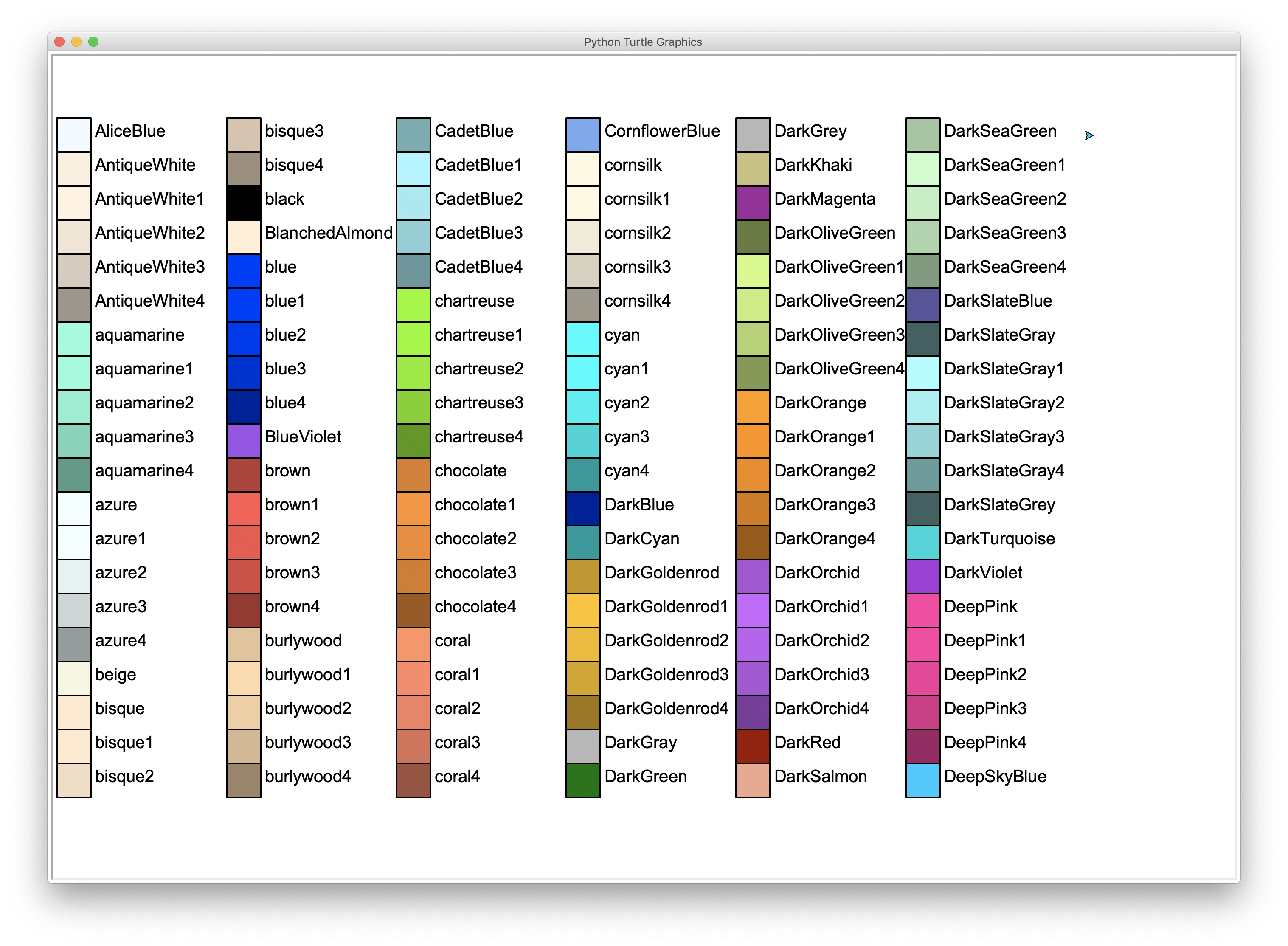 CS111 Turtle Colors